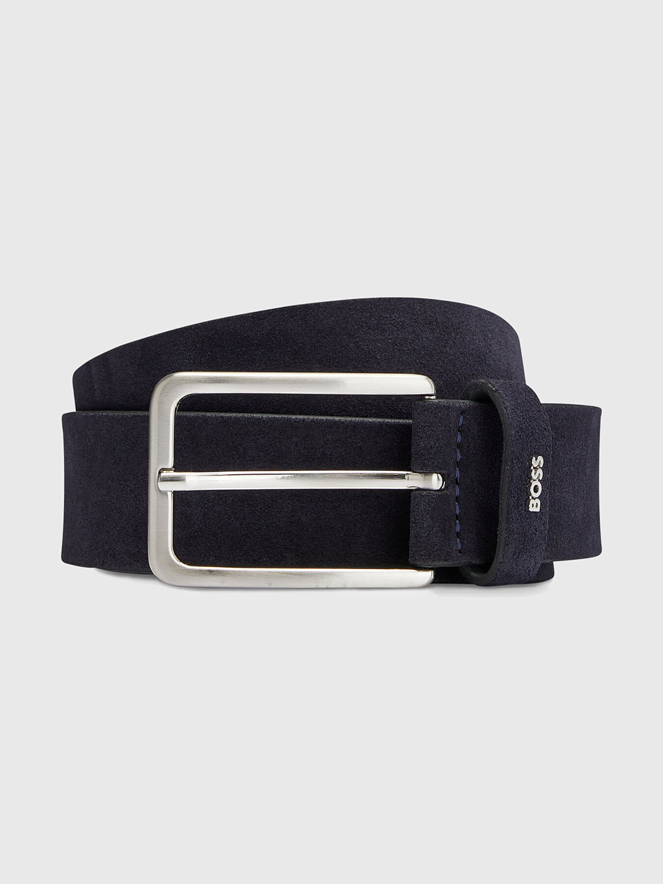 Dark blue suede belt brand BOSS Globalbrandsstore en