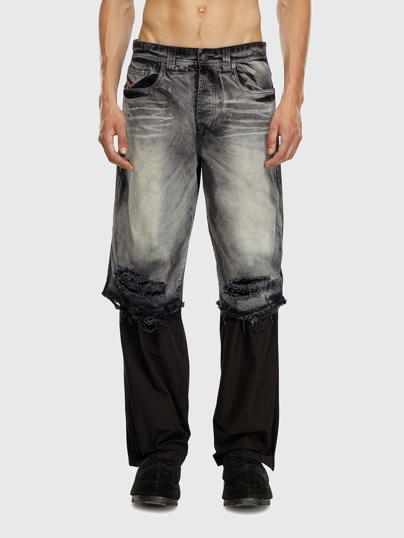 P HANS black jeans with bleached effect brand DIESEL Globalbrandsstore en