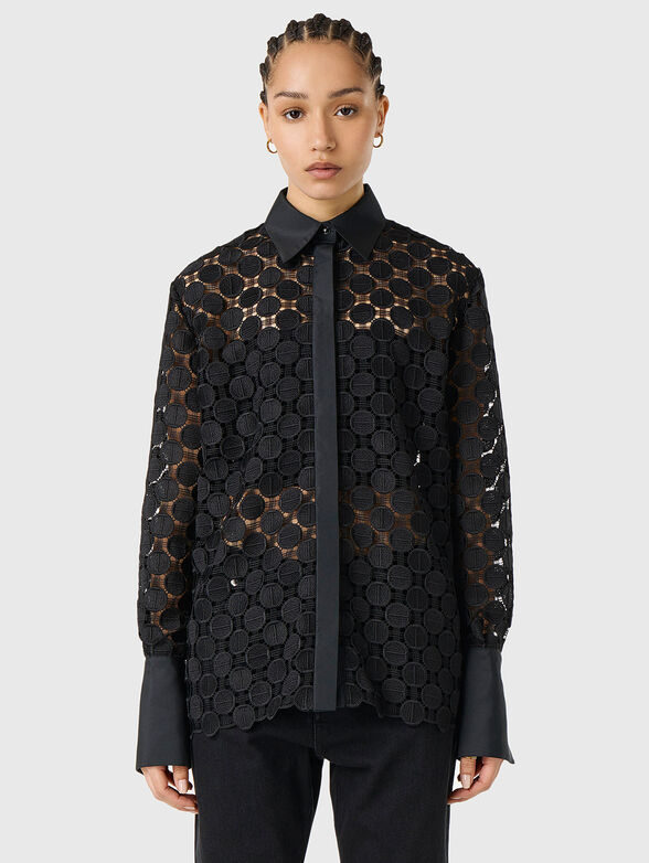 Macrame shirt in black color brand ICEBERG — Globalbrandsstore.com/en
