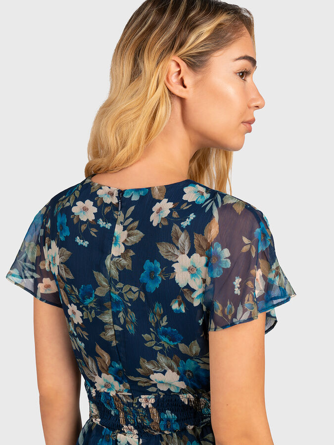 DAHLIA dress with floral print and short sleeves brand GUESS ...