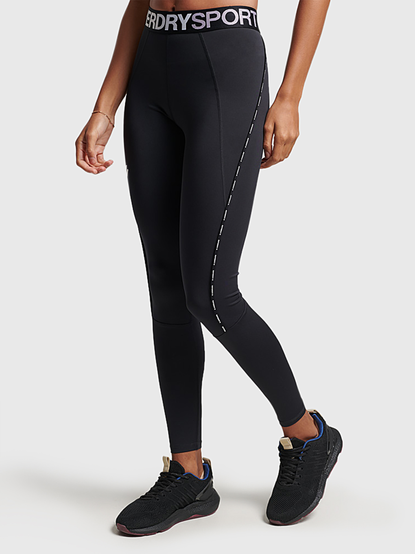 TRAIN black sports leggings with logo detail brand SUPERDRY ...