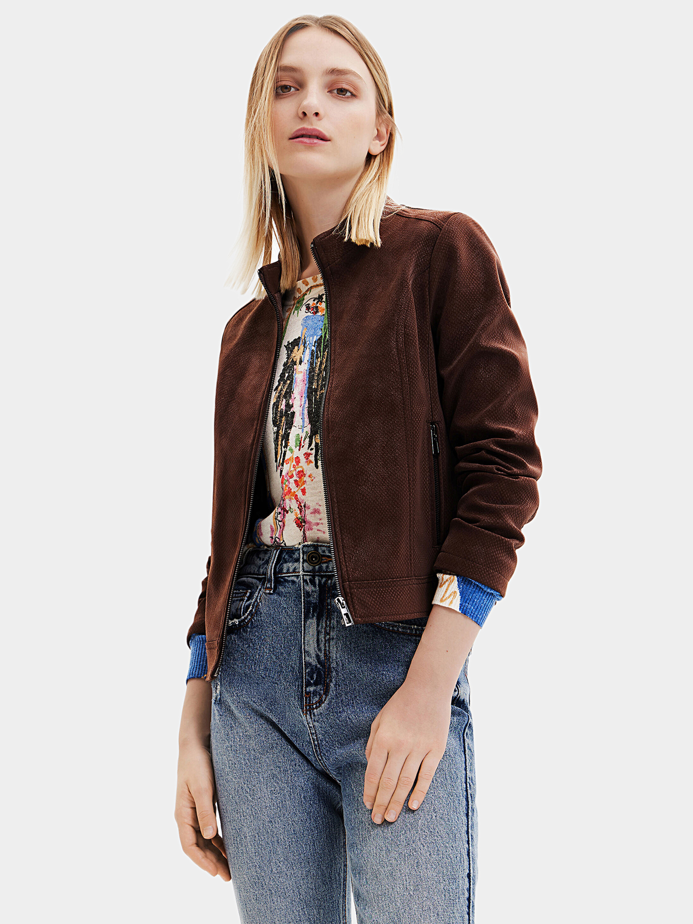 LAS VEGAS black suede-effect jacket brand DESIGUAL — Globalbrandsstore ...