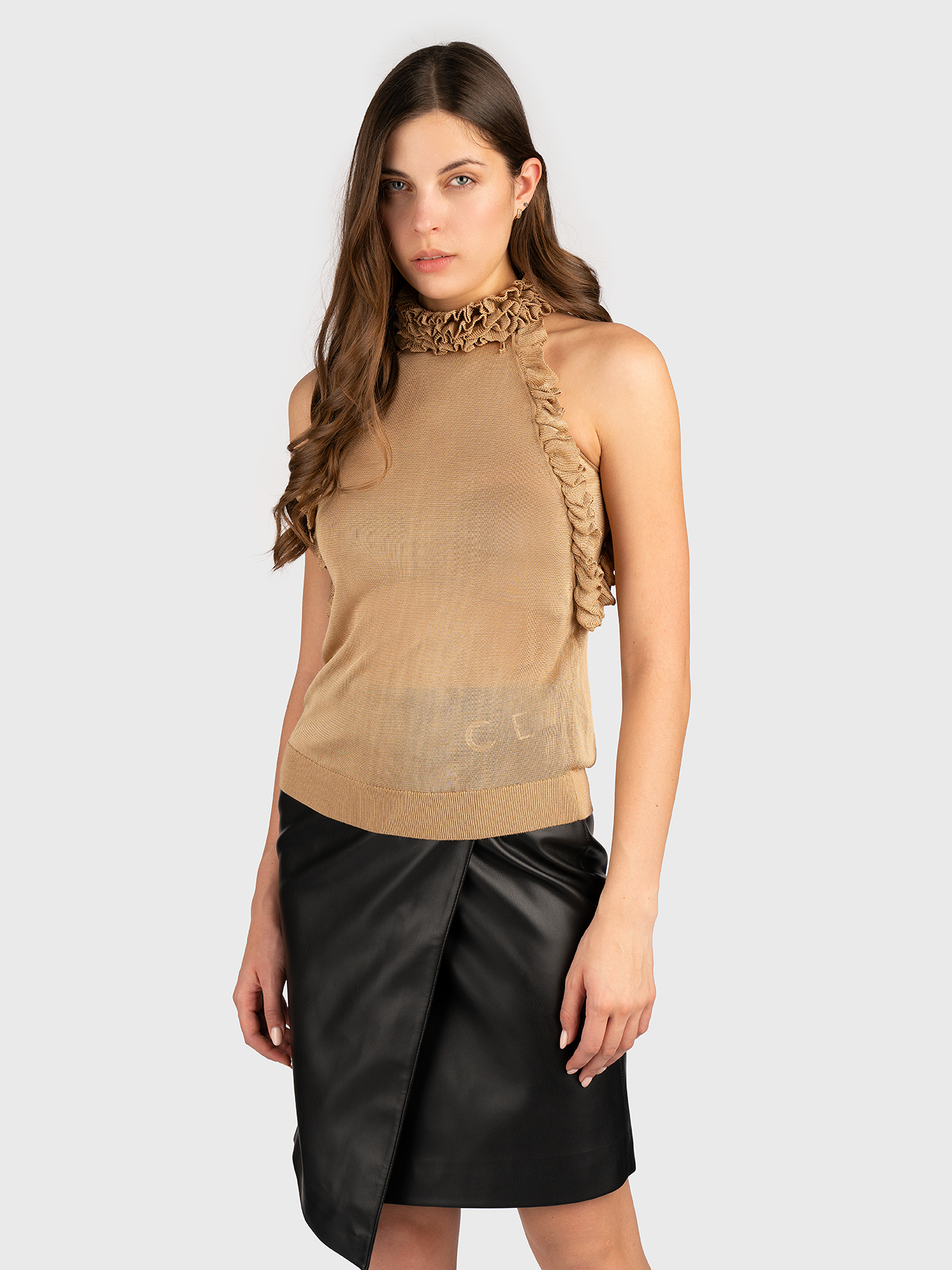 Top with sheer effect in beige brand LIU JO — Globalbrandsstore.com/en
