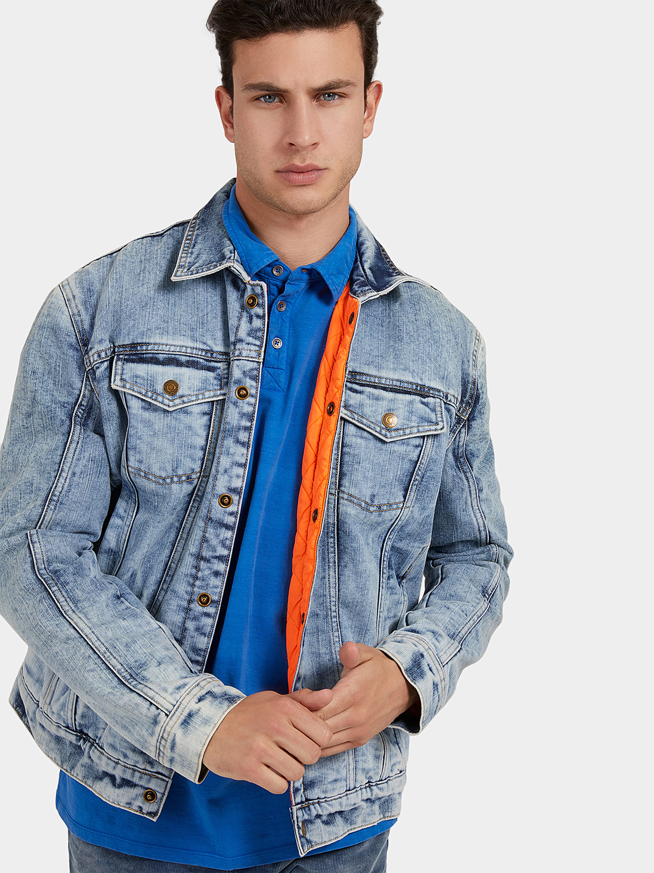Reversible denim jacket with logo patch brand GUESS — Globalbrandsstore ...