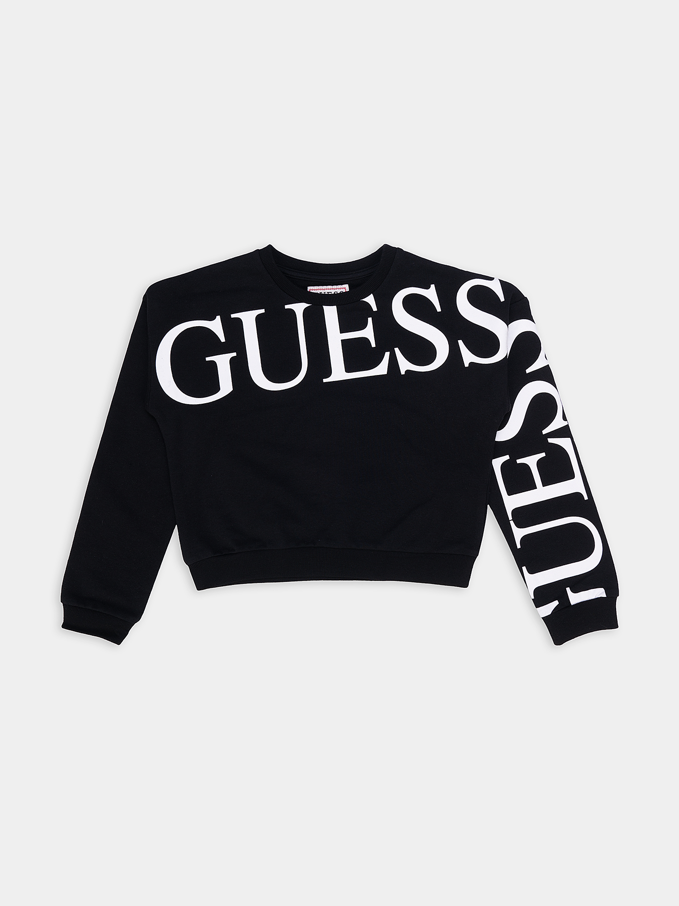 Black swetshirt with logo print brand GUESS — Globalbrandsstore.com/en