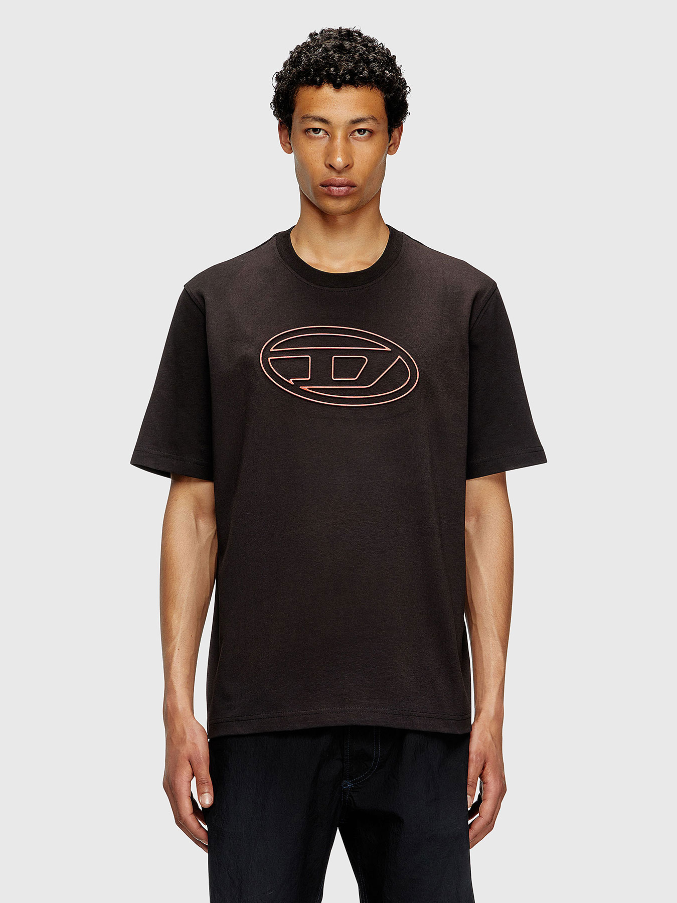 T-ADJUST-BIGOVAL black cotton t-shirt with logo brand DIESEL — Globalbrandsstore.com/en