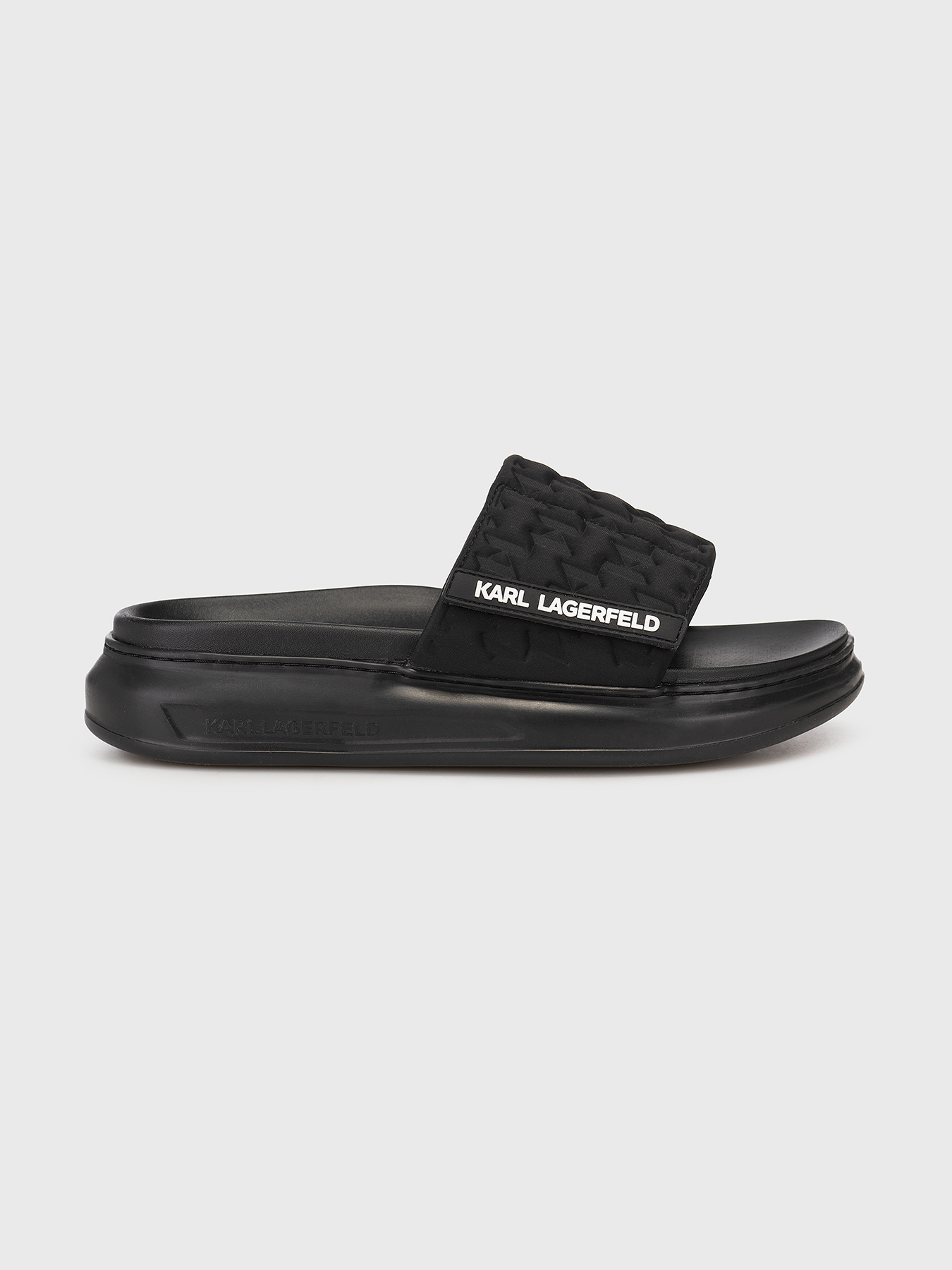 KAPRI black slippers with monogram logo accent brand Karl Lagerfeld ...