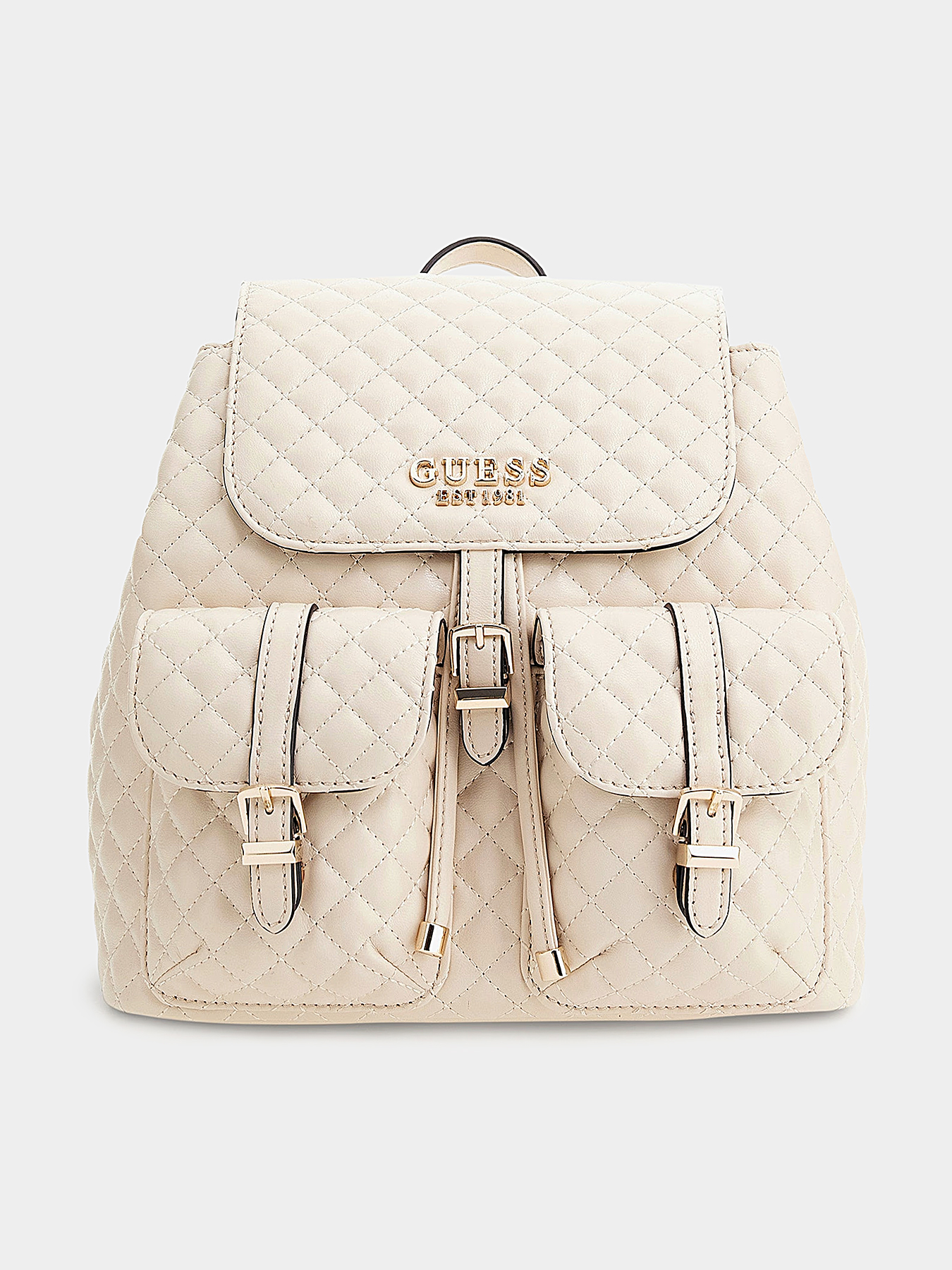 ADAM FLAP black backpack with quilted effect brand GUESS ...