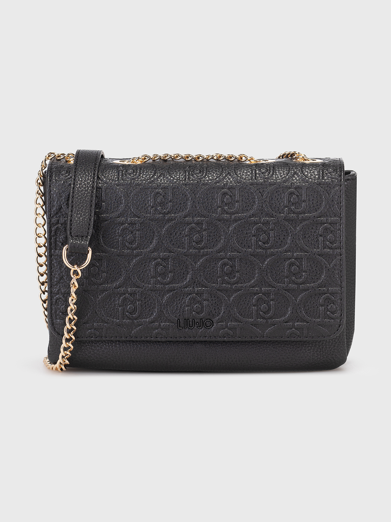 Gold bag with monogram logo texture brand LIU JO — Globalbrandsstore.com/en