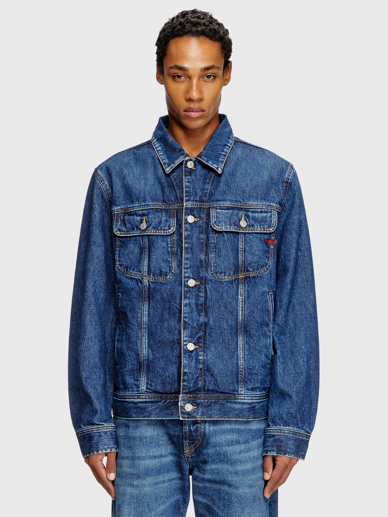D-BARCY denim jacket with logo embroidery brand DIESEL ...