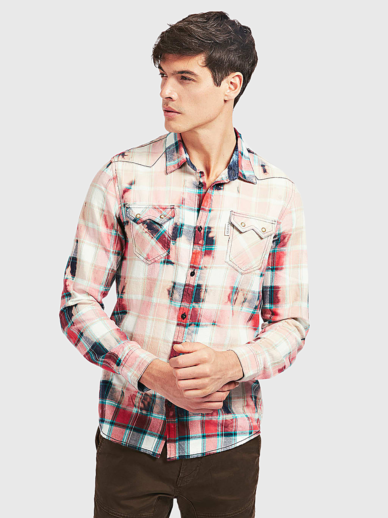CONNOR Shirt with washed tartan print brand GUESS — Globalbrandsstore ...