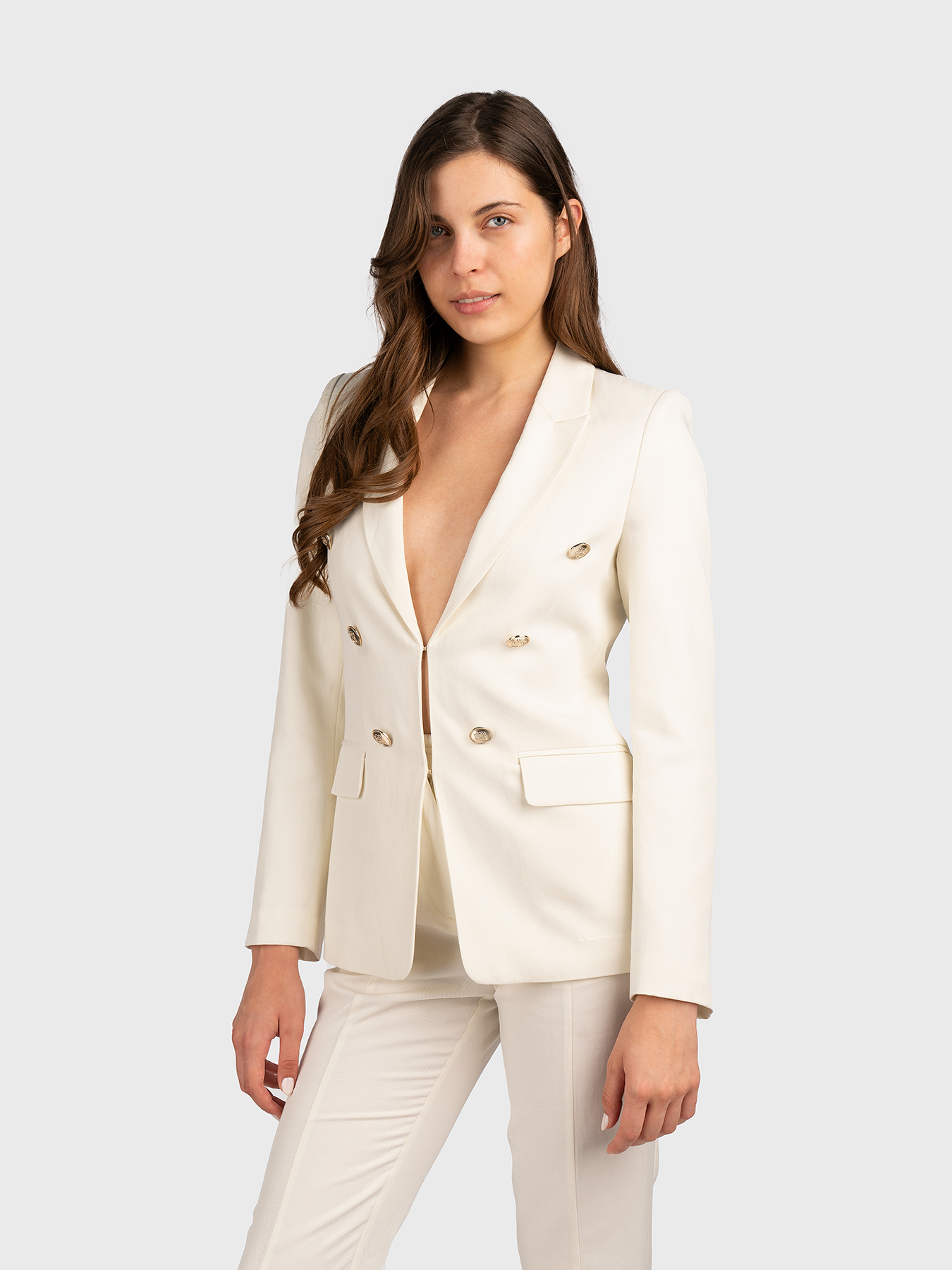 MARTINA blazer with gold buttons of linen blend brand Marciano — Globalbrandsstore.com/en