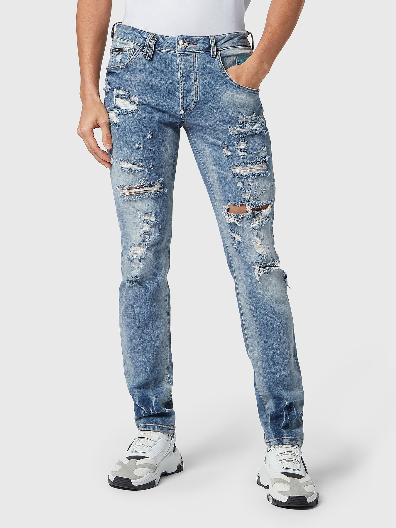 Black jeans with washed effect brand PHILIPP PLEIN — Globalbrandsstore ...