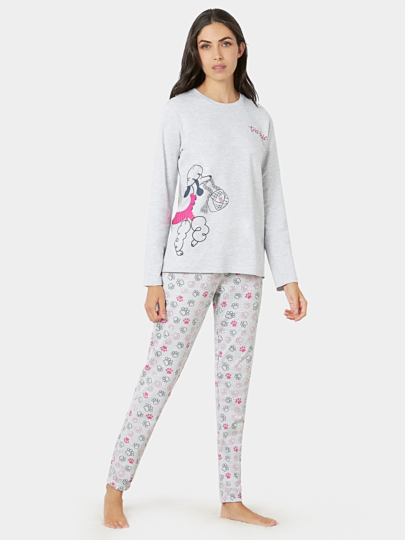 TRES CHIC grey pyjamas with print brand YAMAMAY — Globalbrandsstore.com/en