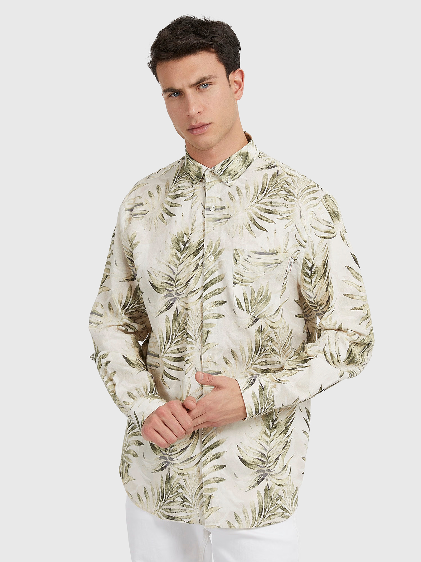 COLLINS shirt with blue floral print brand GUESS — Globalbrandsstore.com/en