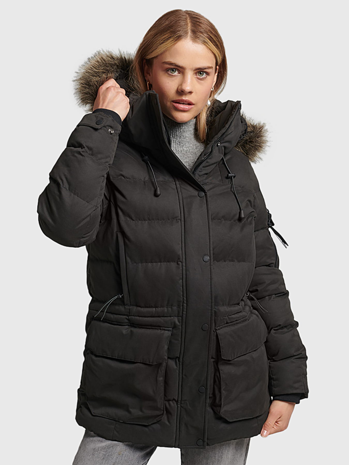 Beige parka with hood brand SUPERDRY — Globalbrandsstore.com/en