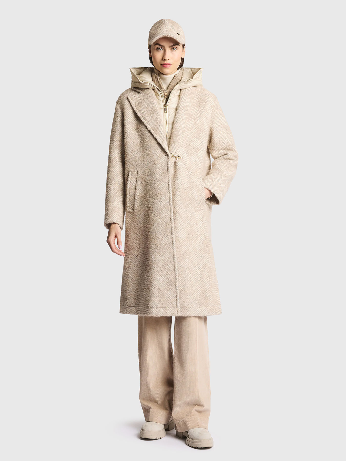 Wool blend coat with herringbone pattern brand FAY — Globalbrandsstore ...