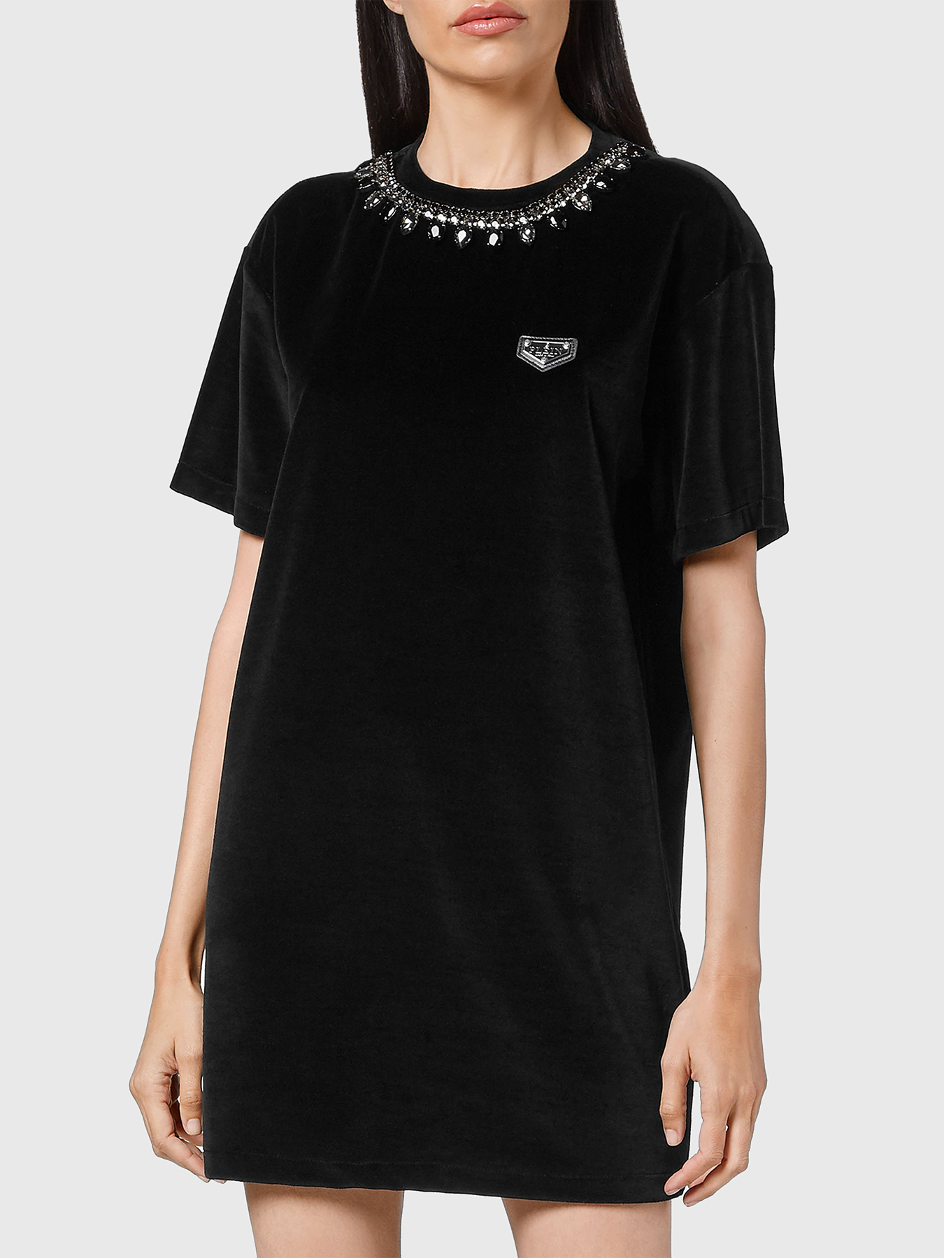 Crystal embellished velvet dress brand PHILIPP PLEIN ...