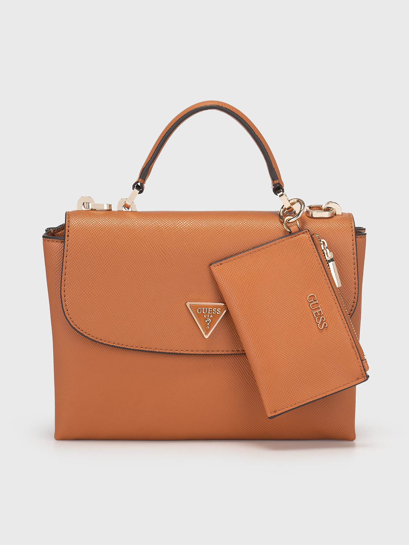 Black crossbody bag with triangular logo detail brand GUESS ...