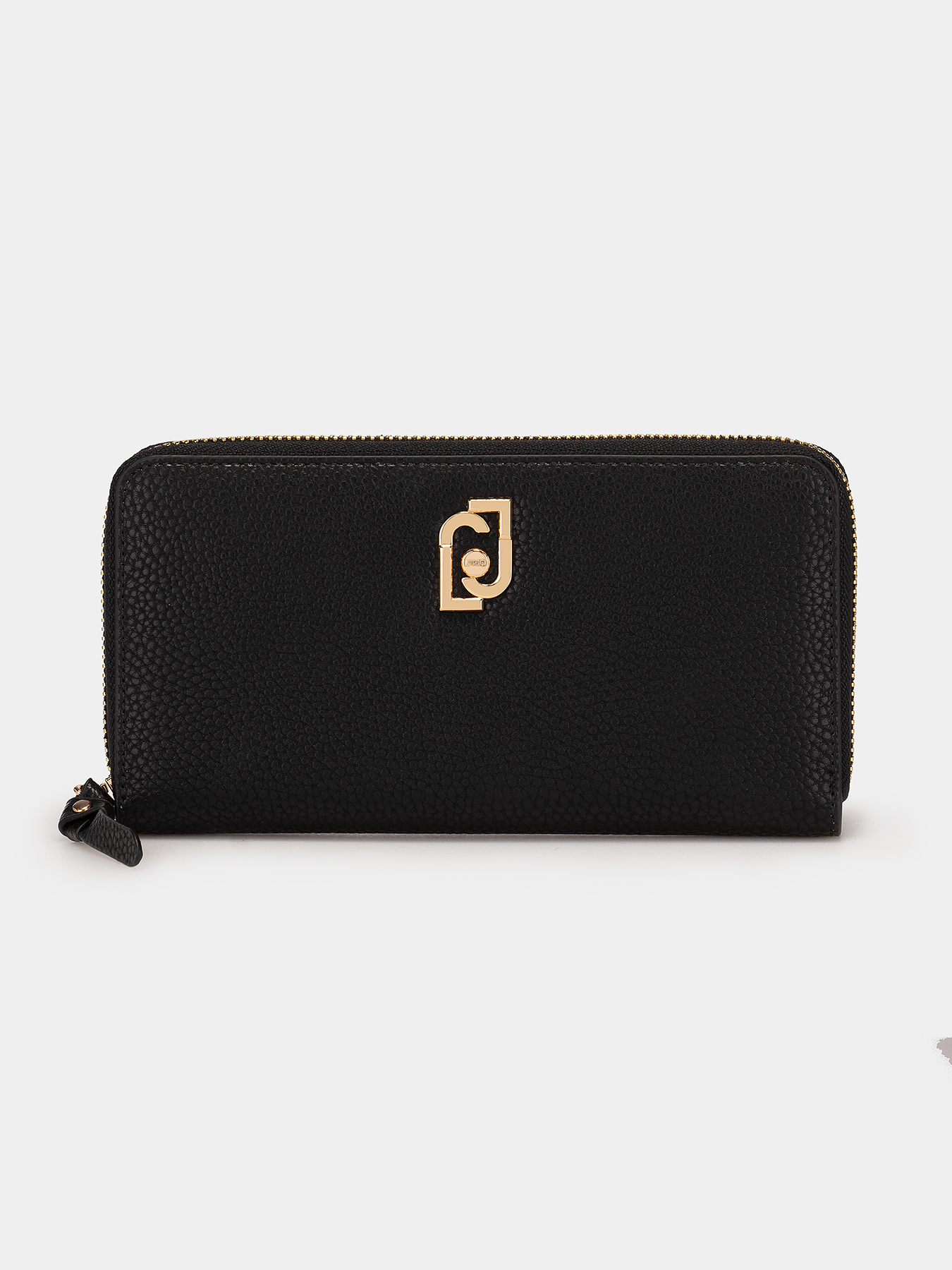Black wallet with metal logo detail brand LIU JO — Globalbrandsstore.com/en