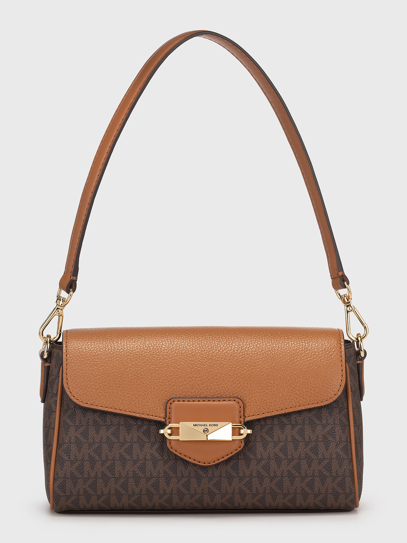 Bag with metal logo and monogram print brand MICHAEL KORS ...