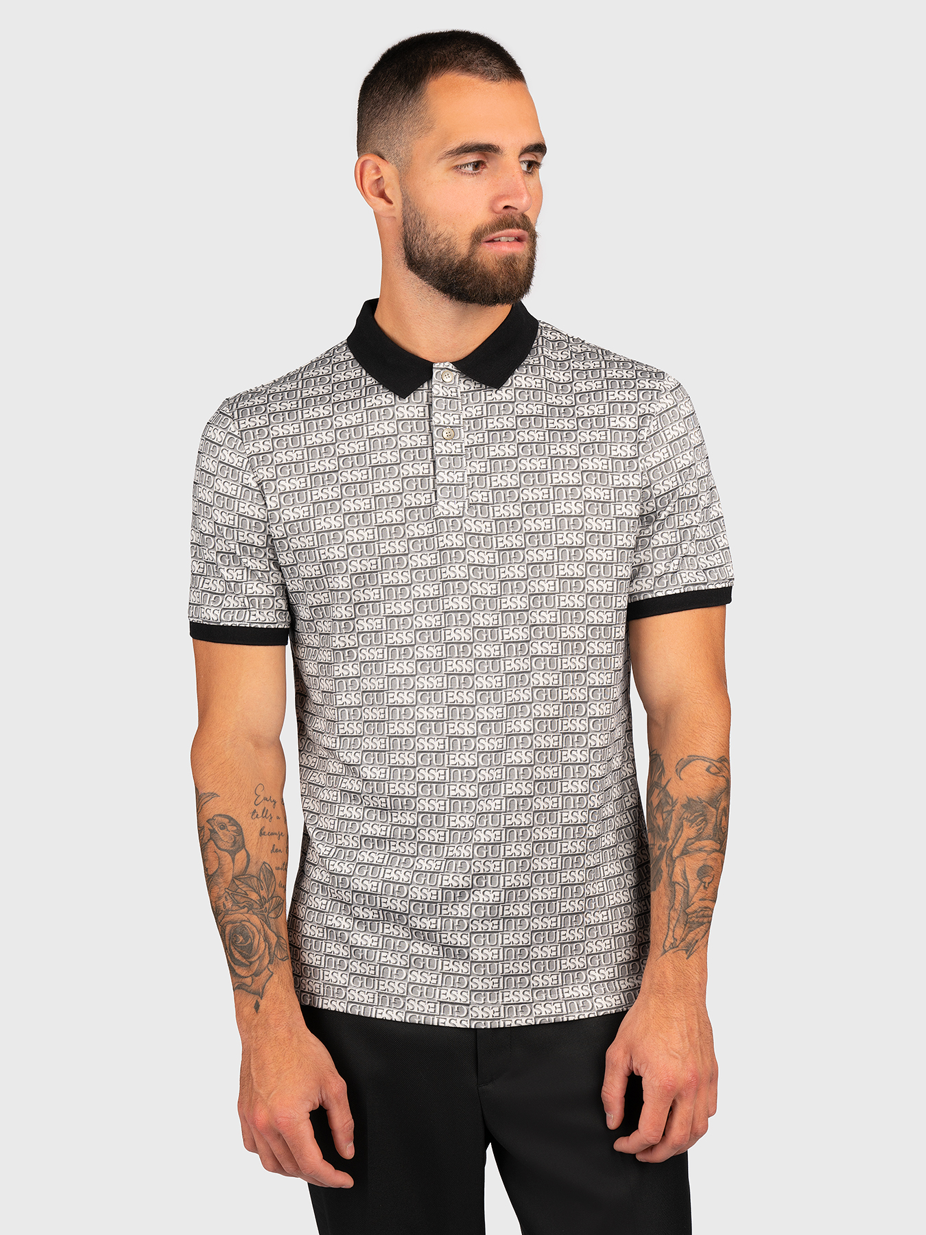 Polo-shirt with monogram print brand GUESS — Globalbrandsstore.com/en