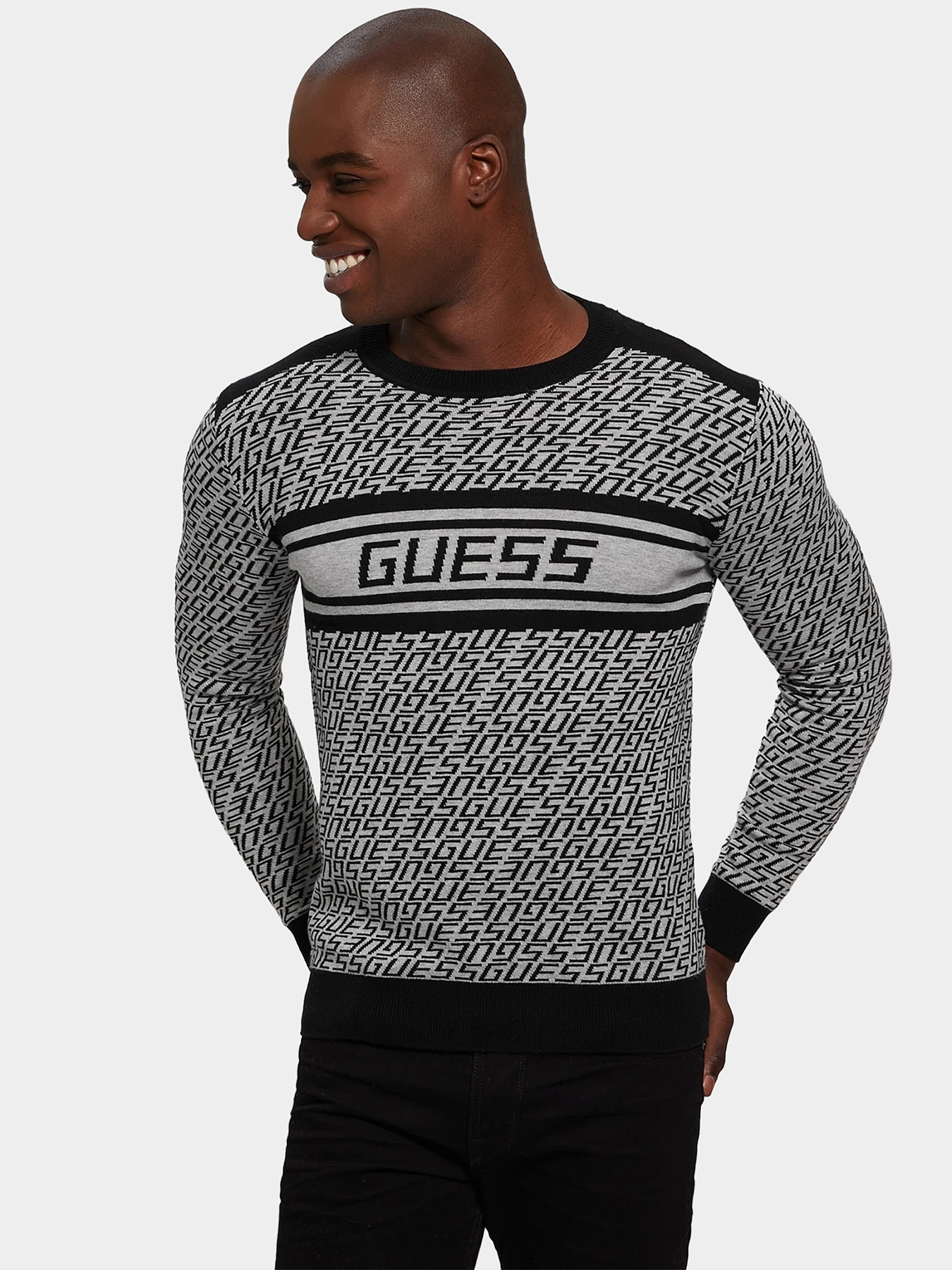 PALMER sweater with monogram logo motifs brand GUESS ...
