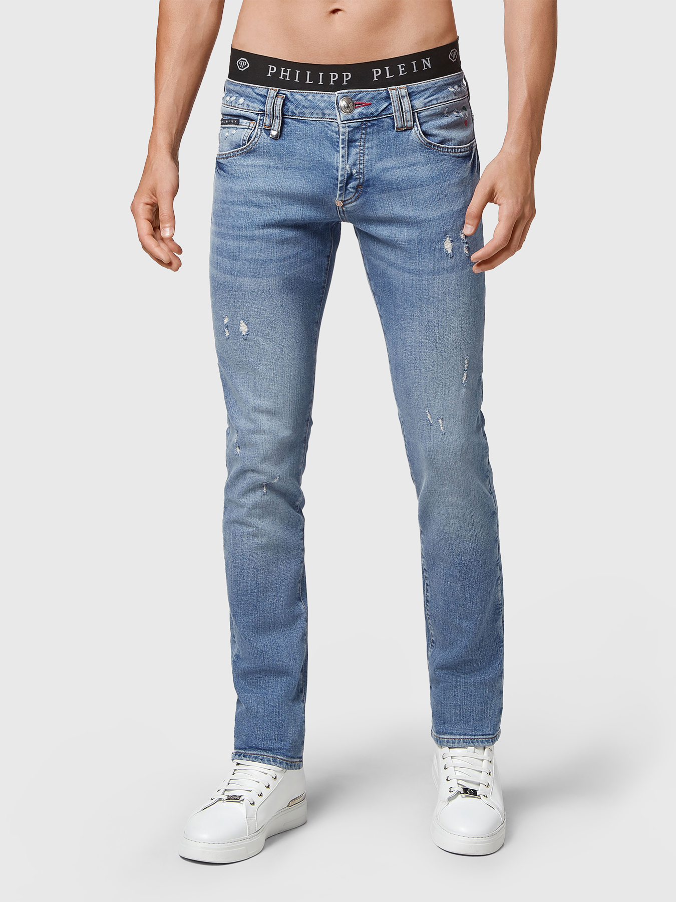 Slim jeans with accent logo print brand PHILIPP PLEIN ...