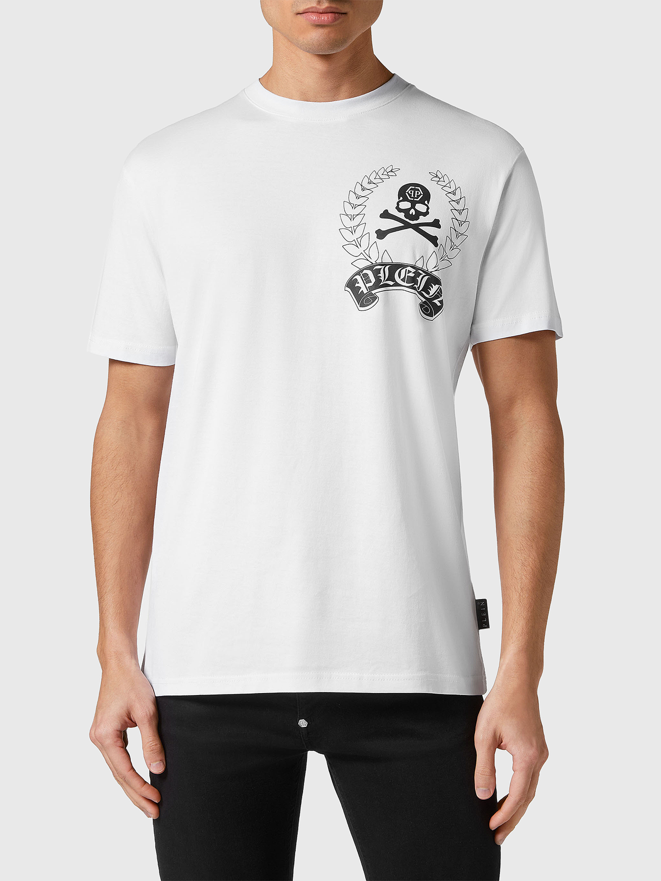 Logo accent T-shirt in beige brand PHILIPP PLEIN — Globalbrandsstore.com/en