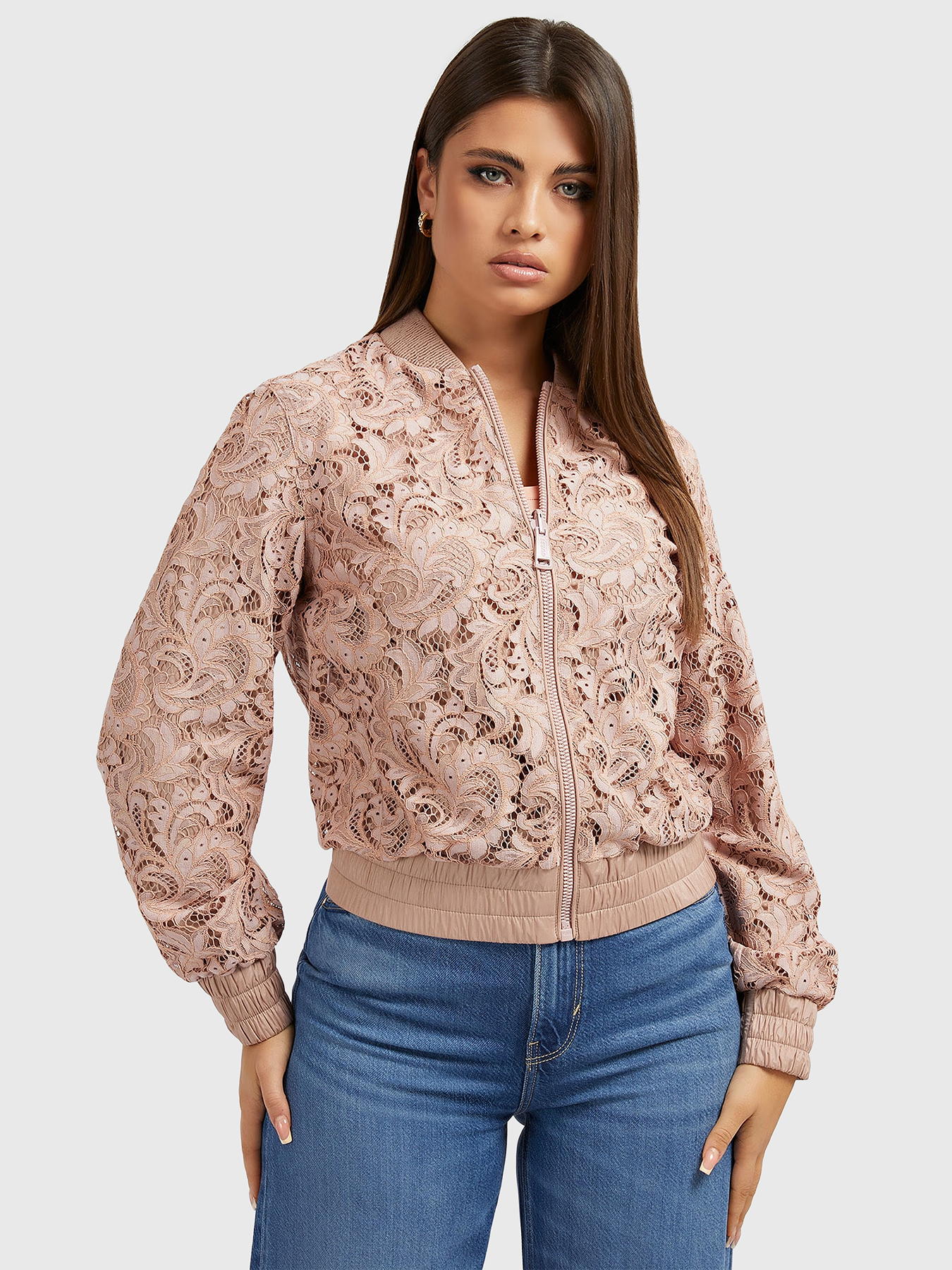 AISHA black bomber jacket brand GUESS — Globalbrandsstore.com/en