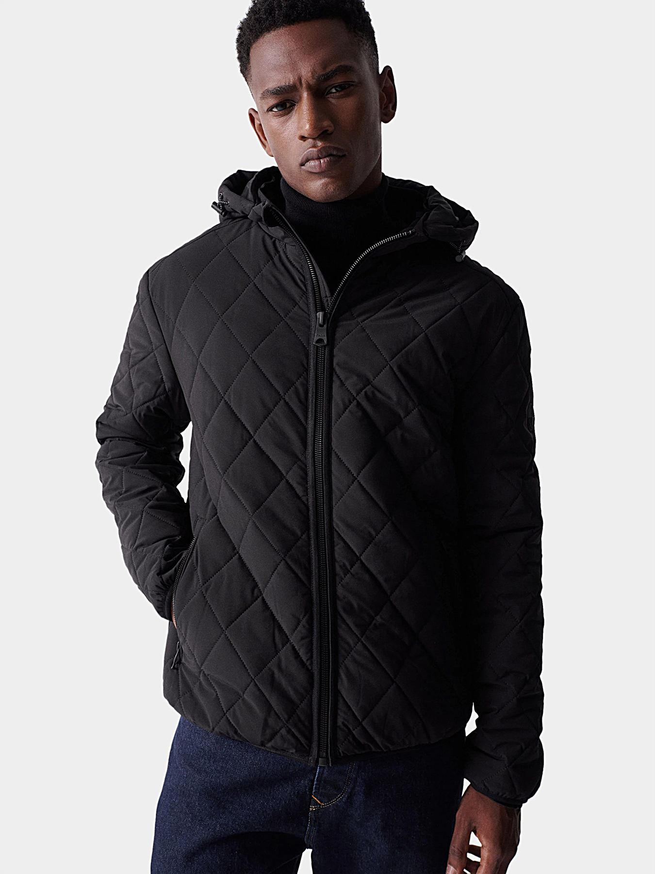 Jacket with quilted effect and a detachable hood brand Salsa ...