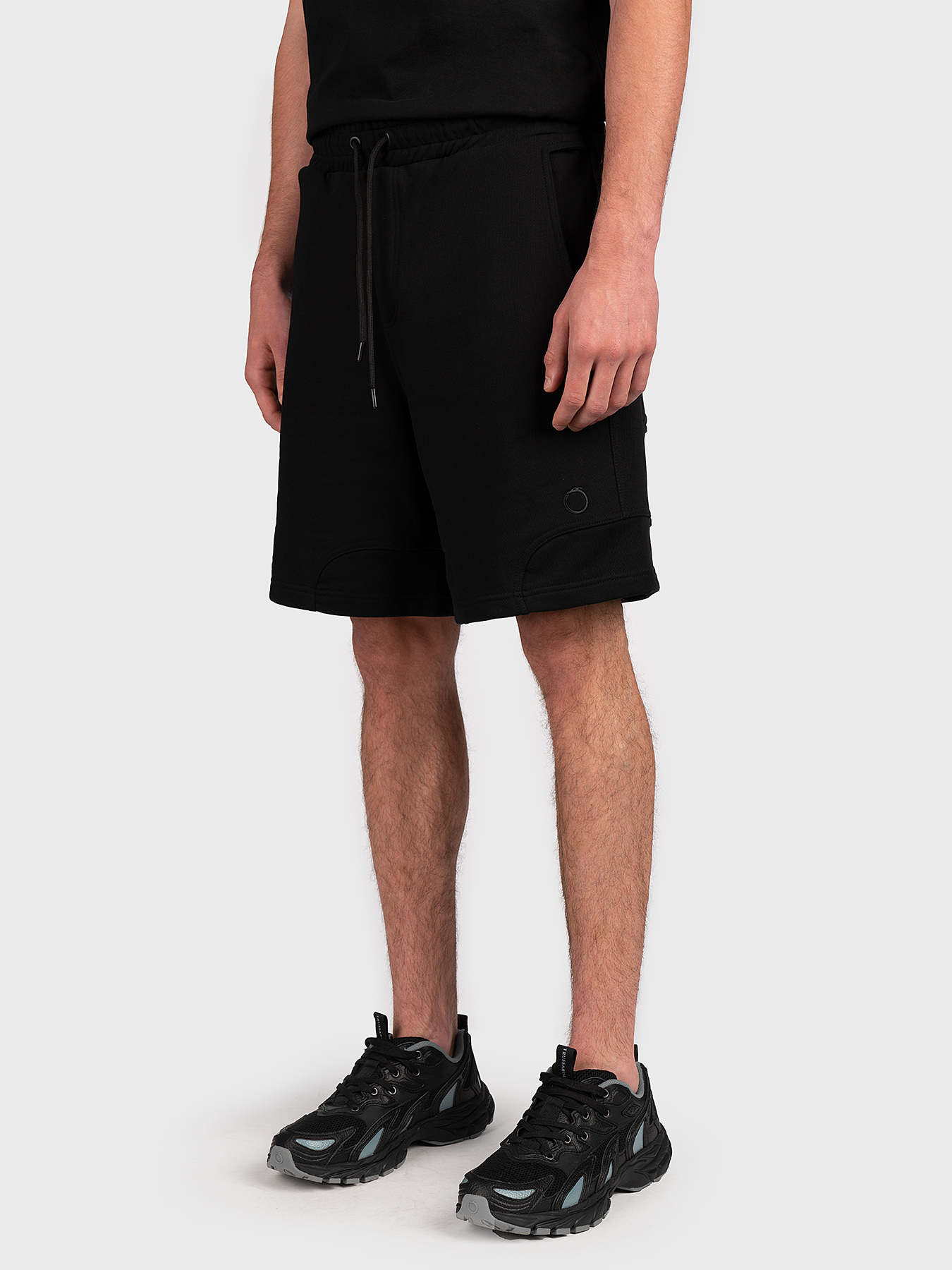 Cotton black shorts with laces and logo embroidery brand TRUSSARDI ...