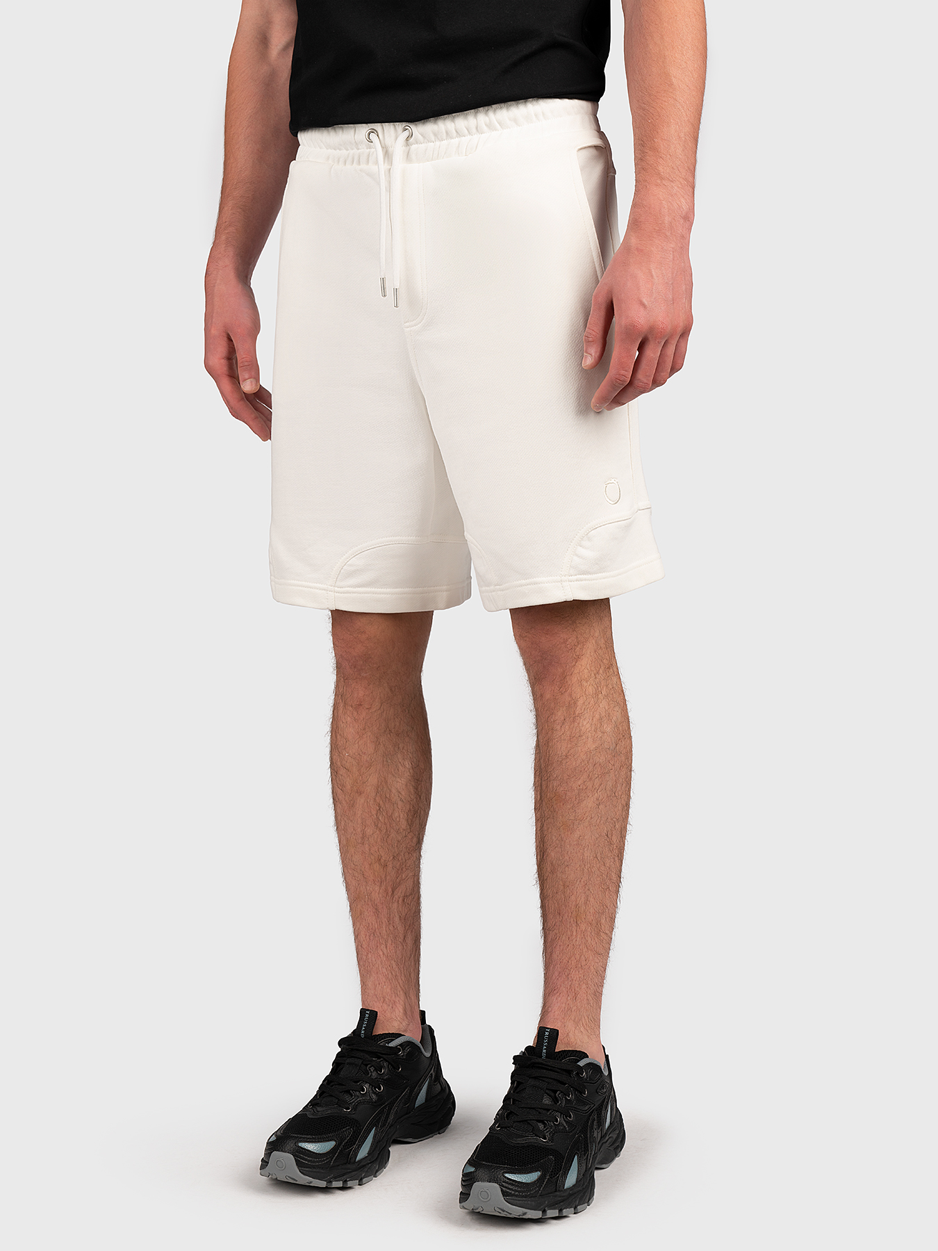 Cotton black shorts with laces and logo embroidery brand TRUSSARDI ...