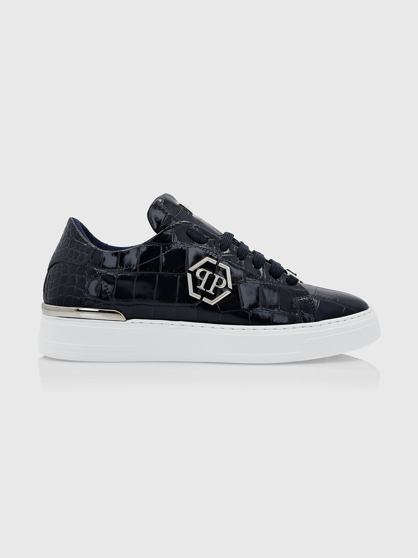 Dark blue leather sneakers brand PHILIPP PLEIN — Globalbrandsstore.com/en