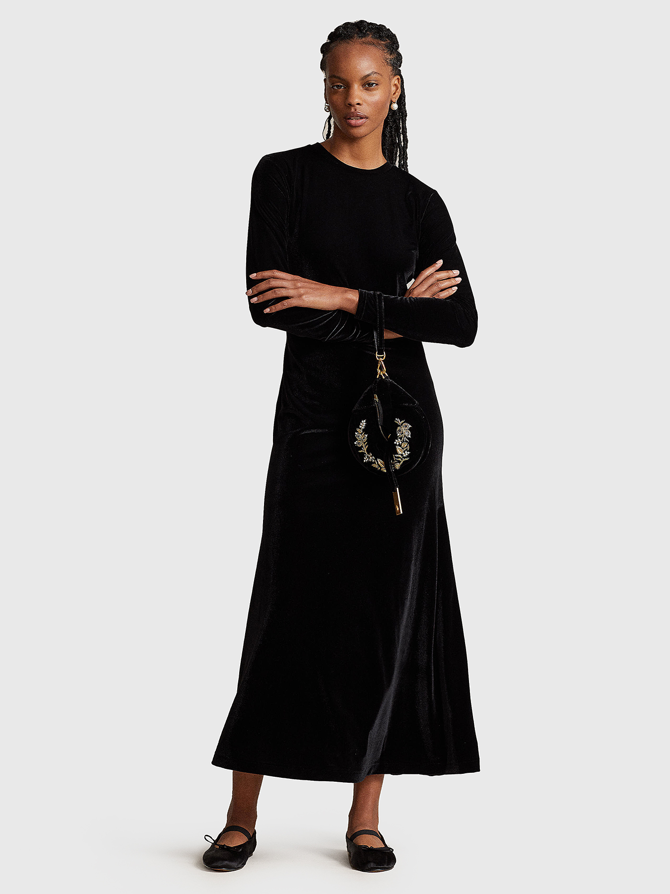 Velvet effect black dress brand POLO RALPH LAUREN — Globalbrandsstore ...