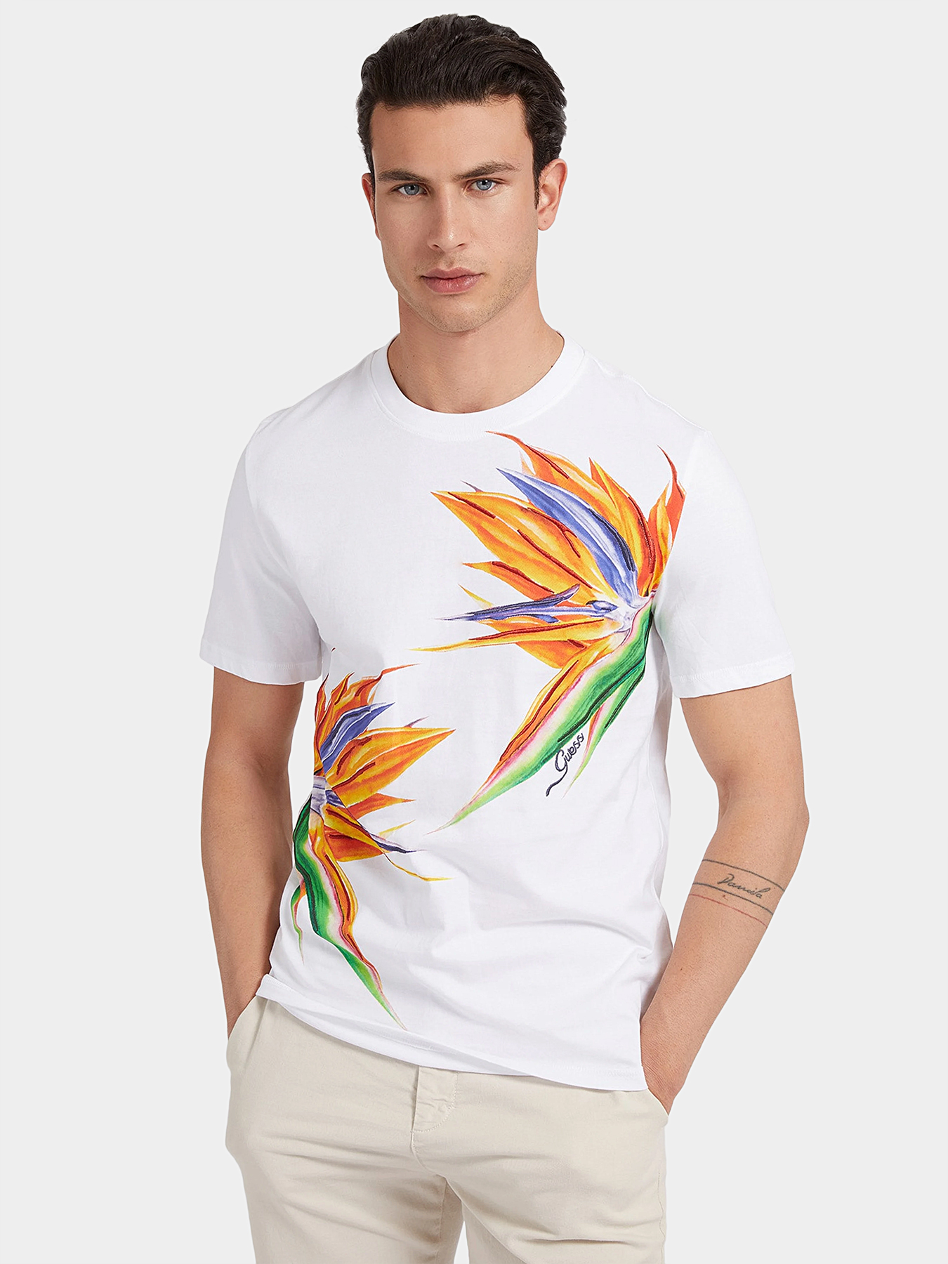 RITCHIE blue T-shirt with print brand GUESS — Globalbrandsstore.com/en