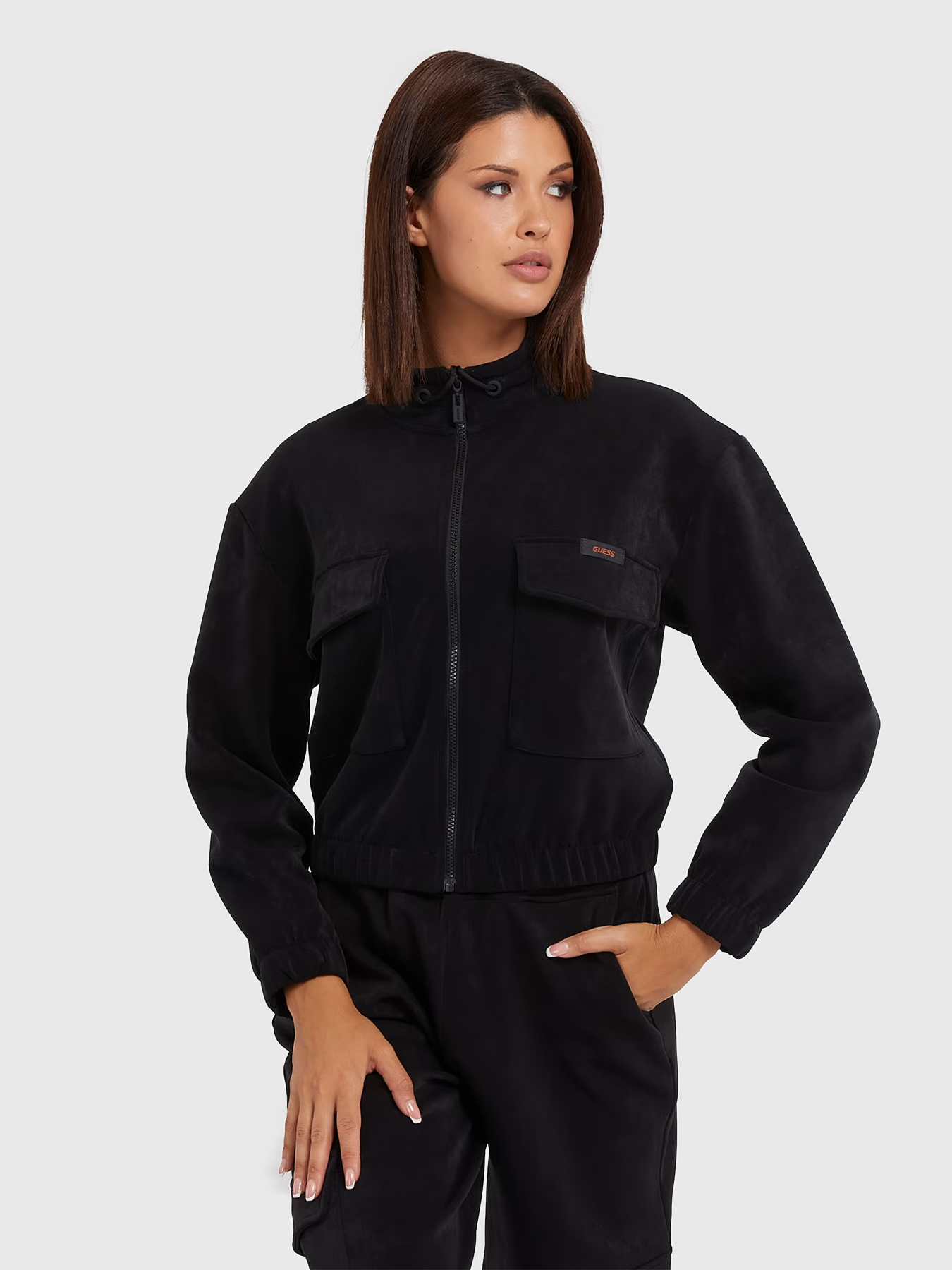 EUPHEMIA black sports jacket brand GUESS — Globalbrandsstore.com/en