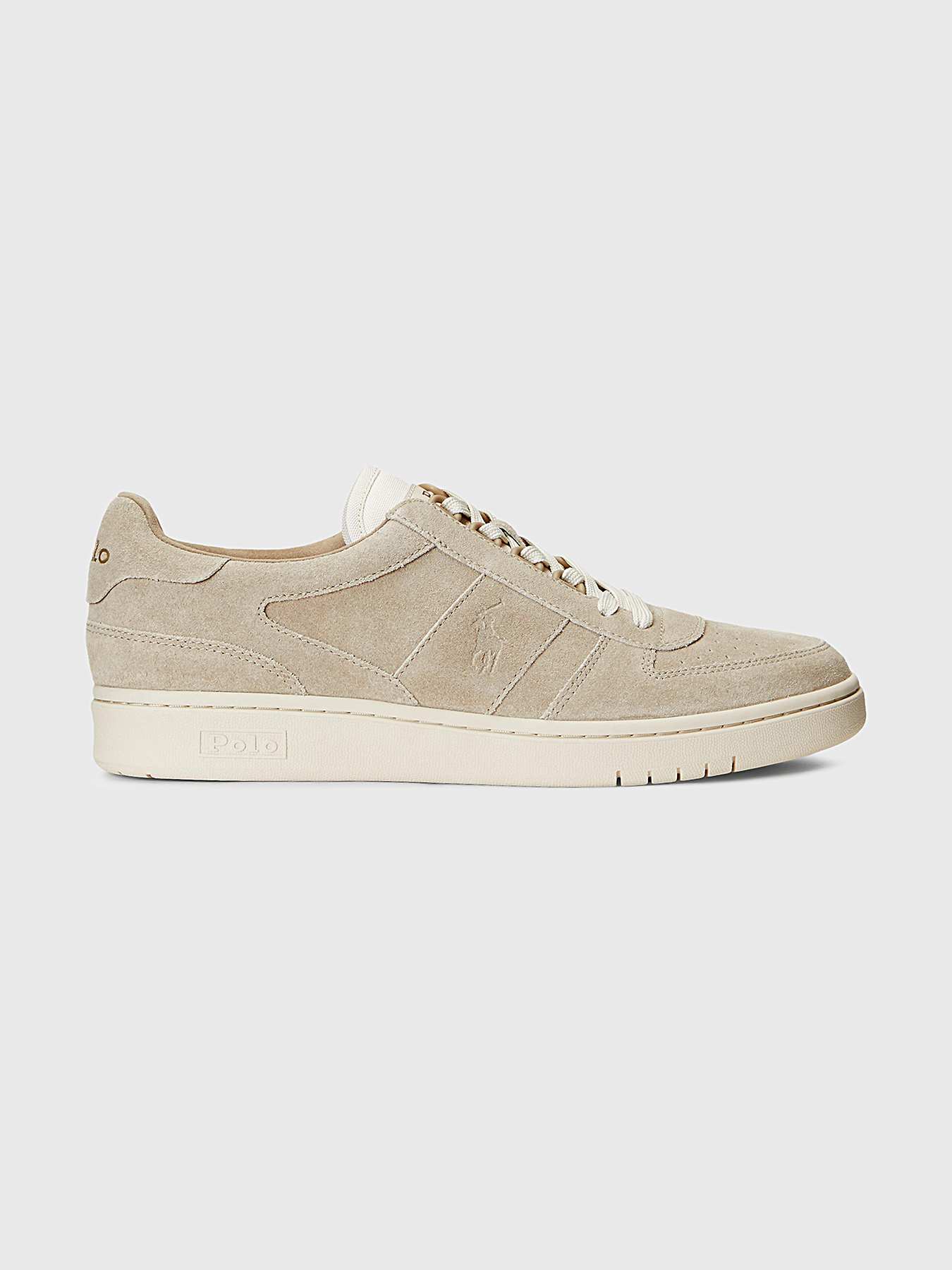 Beige suede sports shoes brand POLO RALPH LAUREN — Globalbrandsstore.com/en