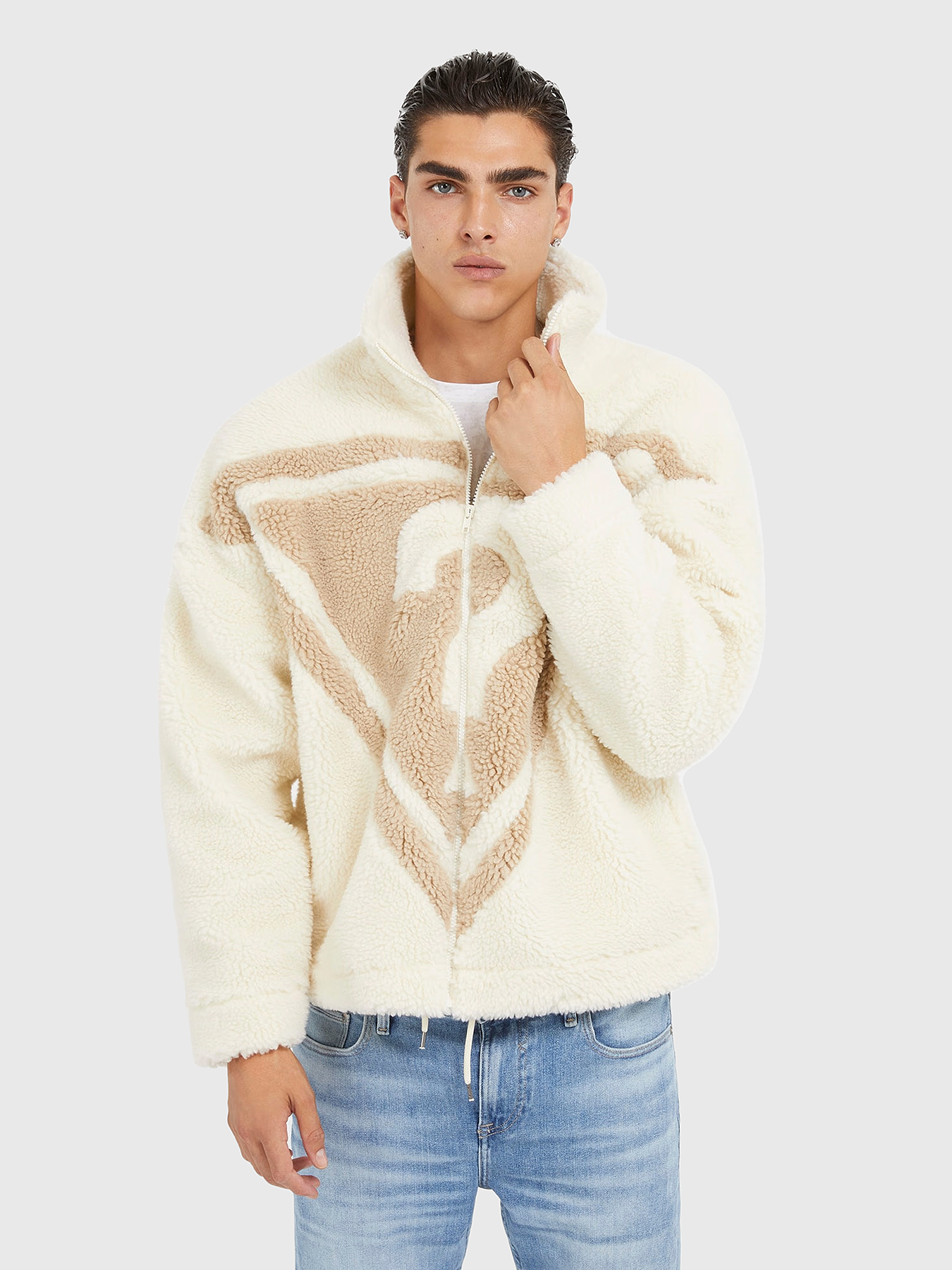 Black jacket with logo motif brand GUESS — Globalbrandsstore.com/en