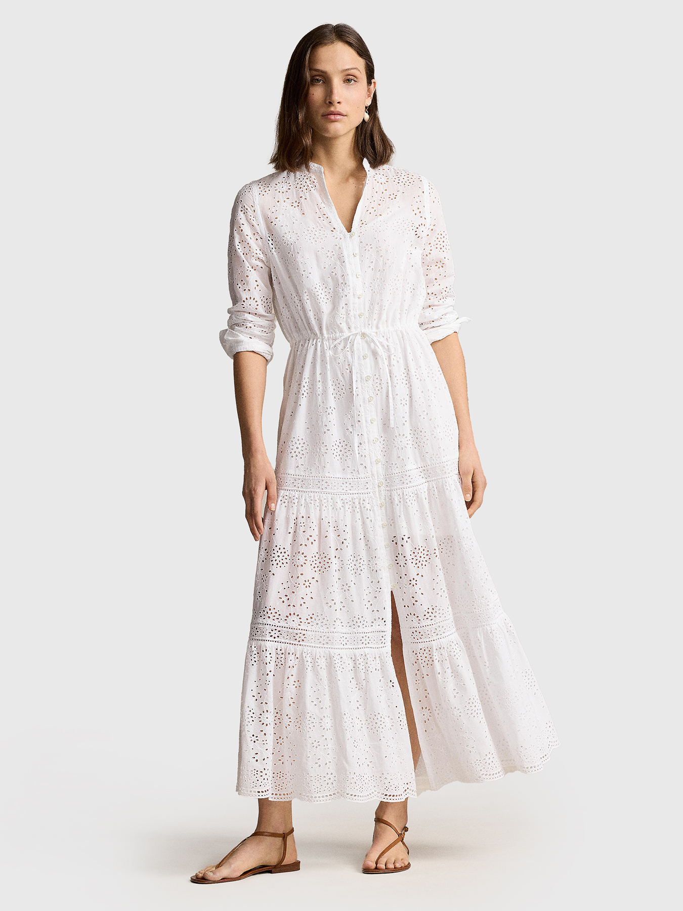 Cotton maxi dress with embroidery brand POLO RALPH LAUREN ...