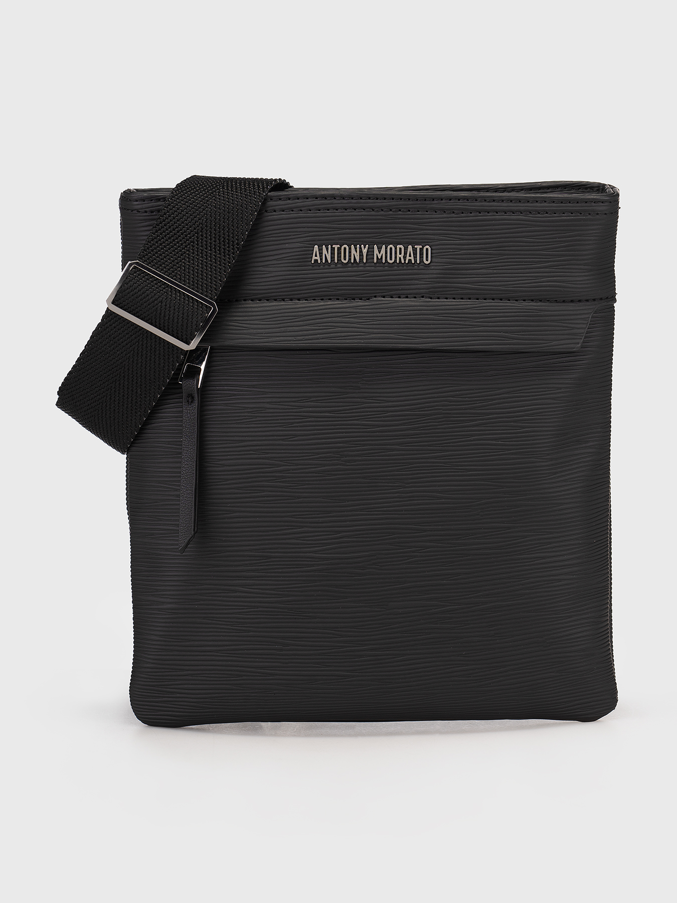Black texturized faux leather crossbody bag brand ANTONY MORATO ...