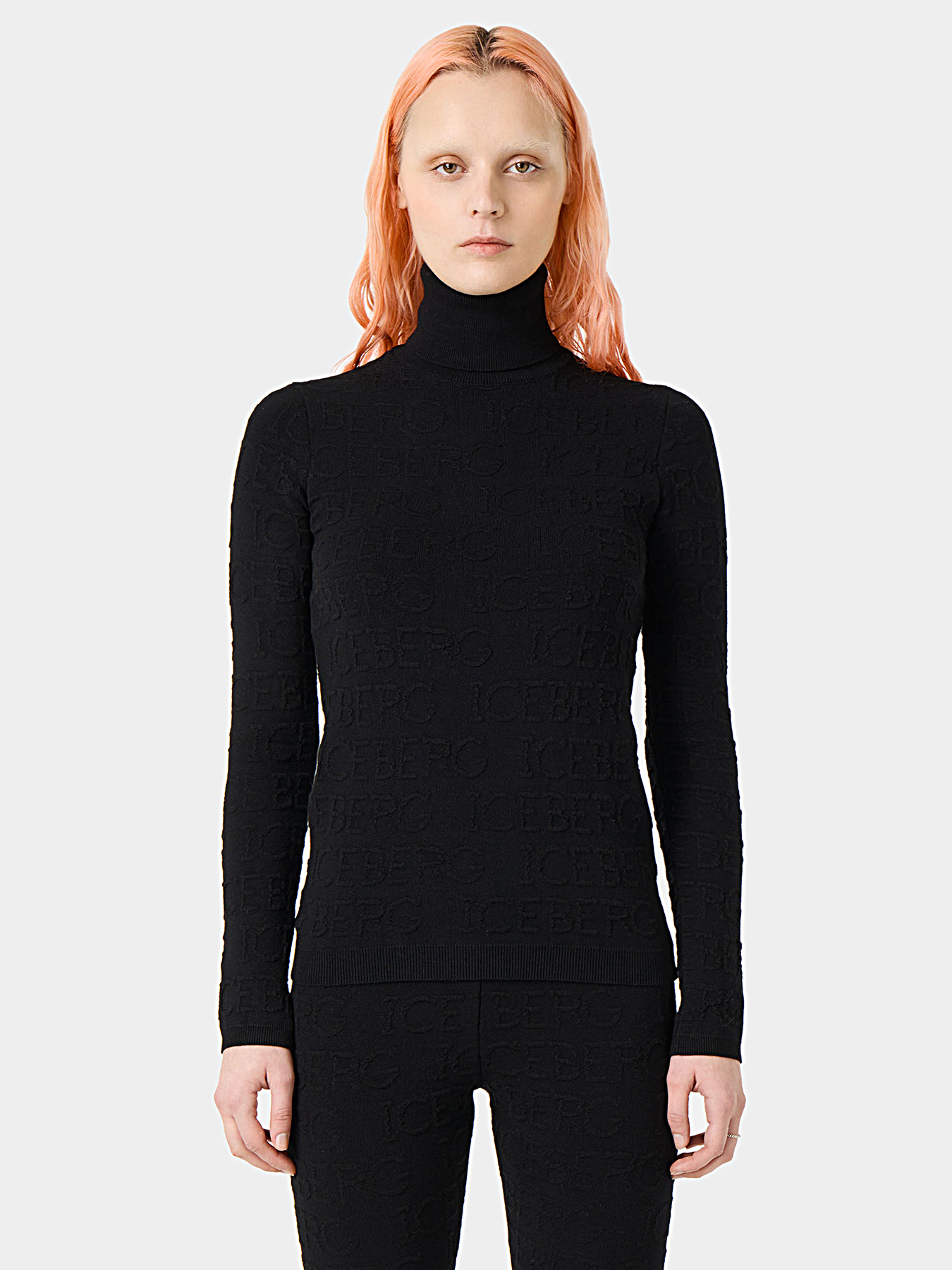 Turtleneck sweater with embossed logo texture brand ICEBERG ...