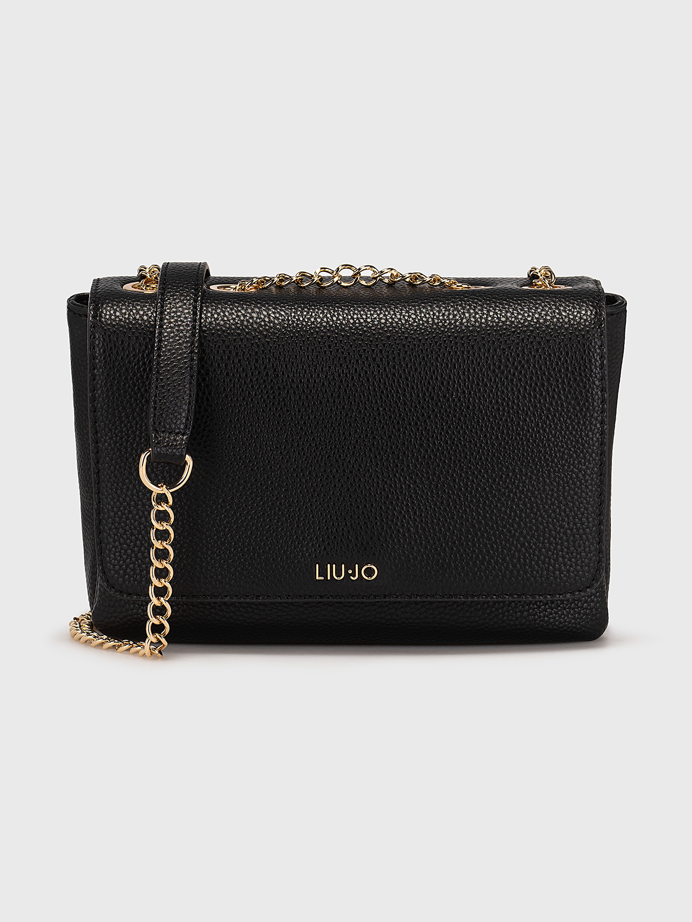 Black bag with grained texture and logo brand LIU JO ...