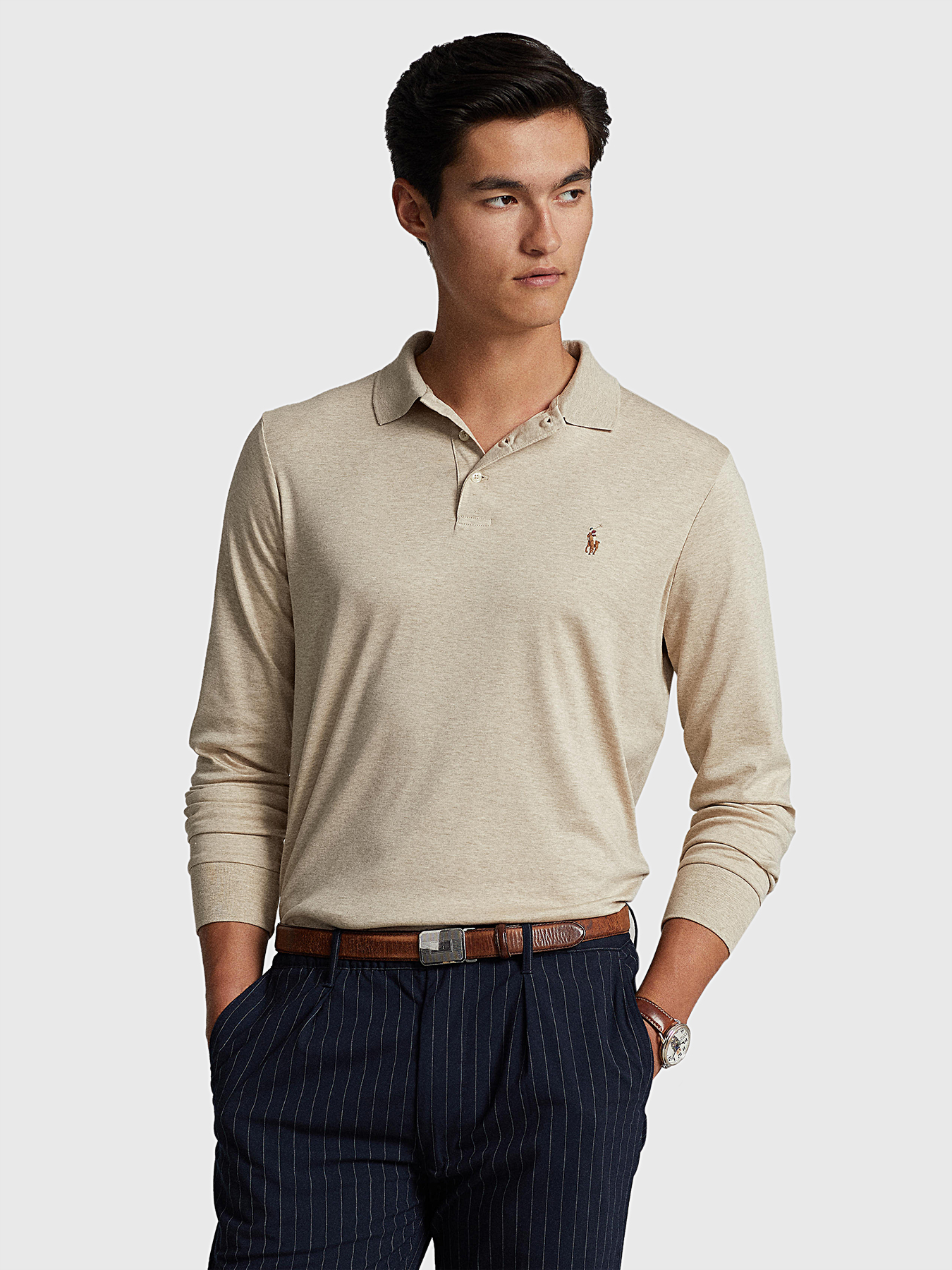 Beige Polo-shirt with long sleeves brand POLO RALPH LAUREN ...