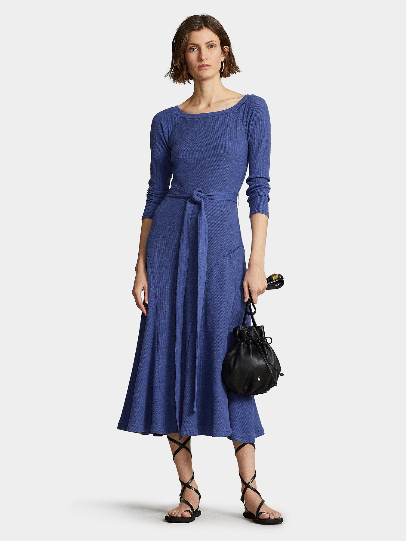 Blue cotton dress with belt brand POLO RALPH LAUREN — Globalbrandsstore ...