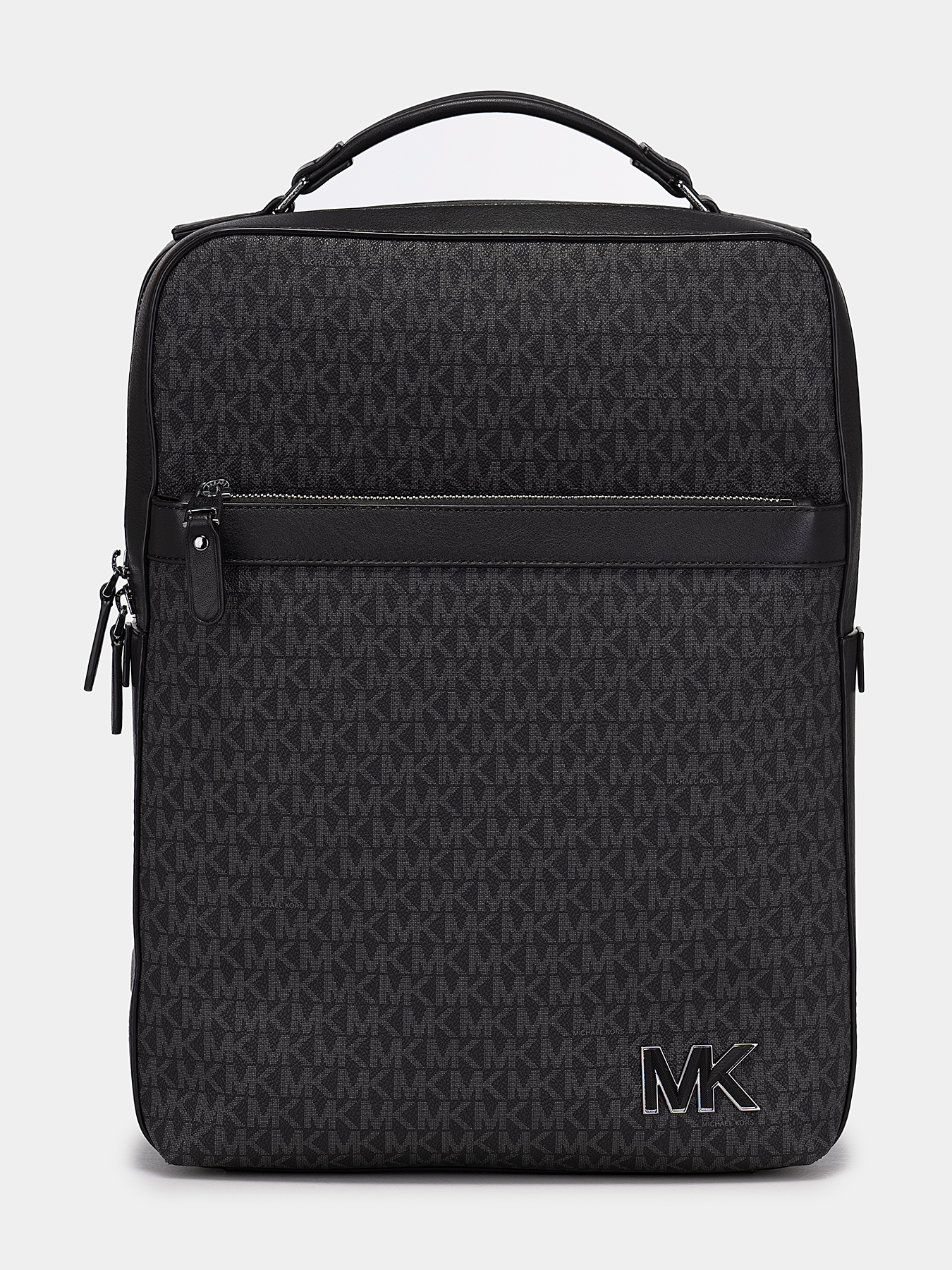 Black backpack with monogram logo print and pocket brand MICHAEL KORS ...