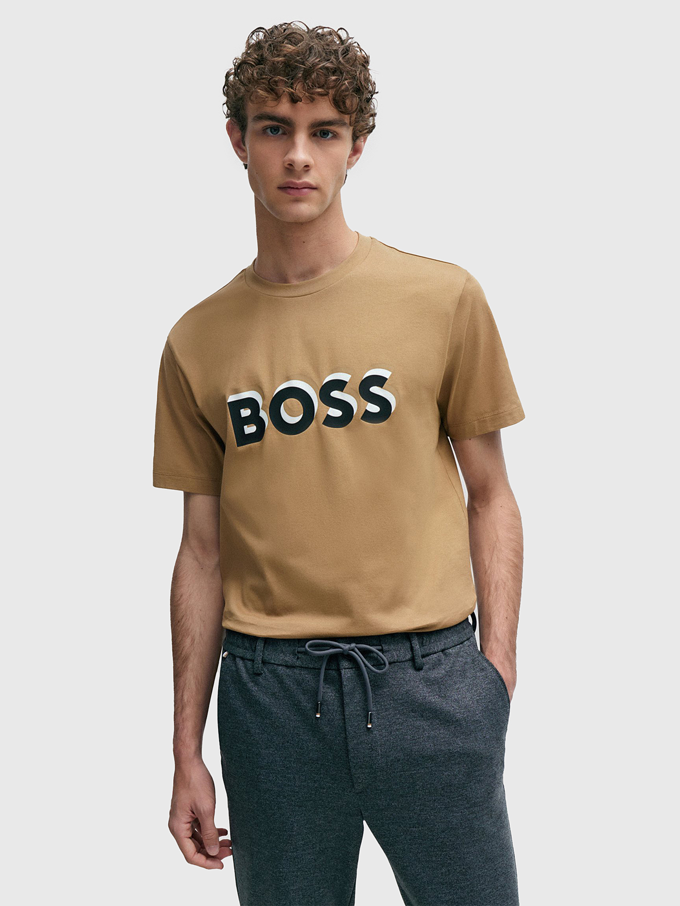 TIBURT cotton T-shirt with contrast logo brand BOSS — Globalbrandsstore ...